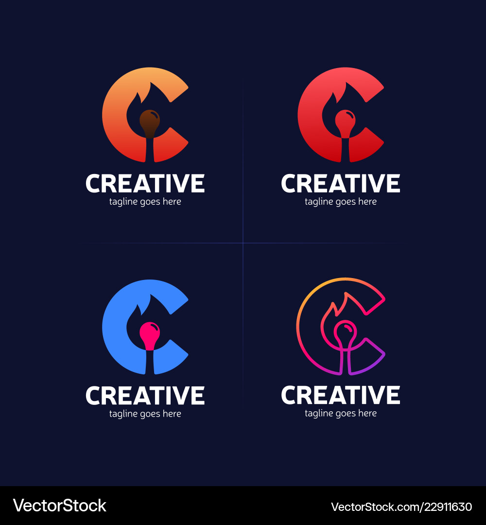 Dynamic Flame C Logo Royalty Free Vector Image