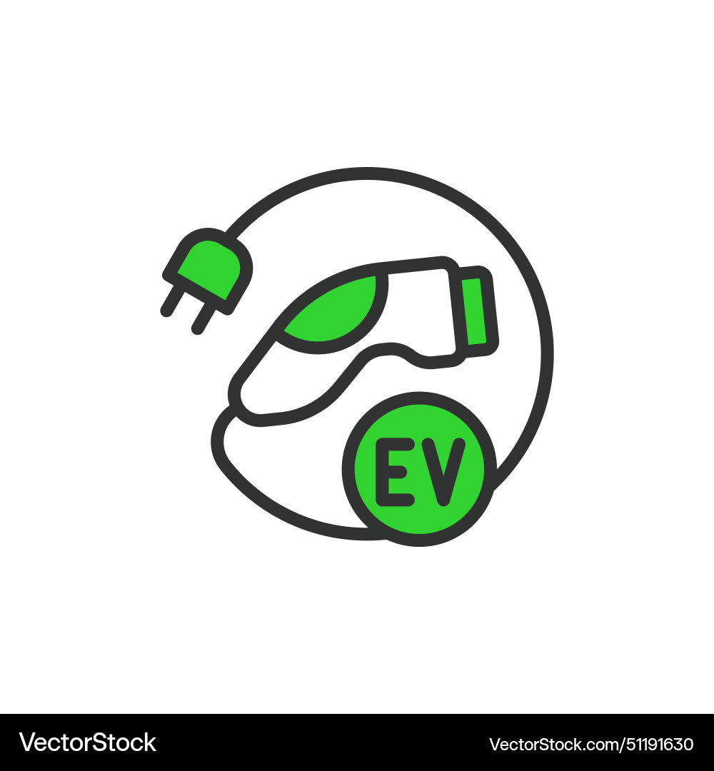 Ev charger in line design green Royalty Free Vector Image