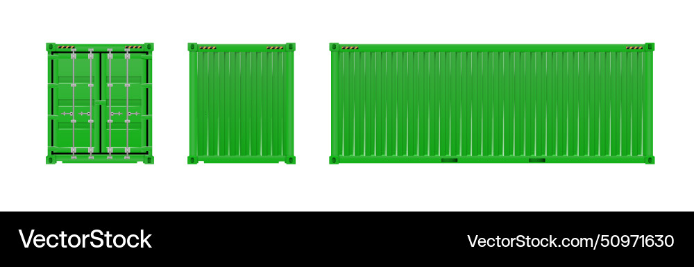 Green shipping cargo container twenty and forty Vector Image