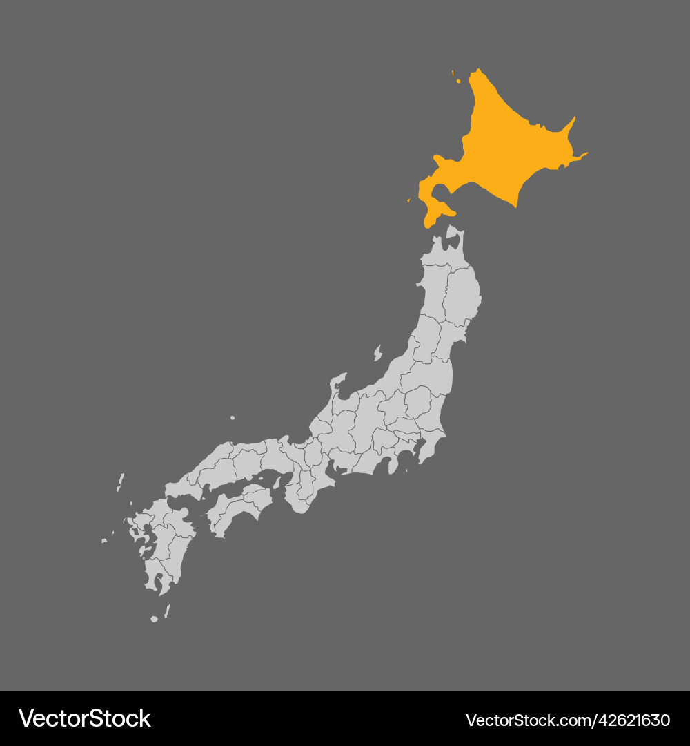Hokkaido Prefecture Map Highlight Royalty Free Vector Image