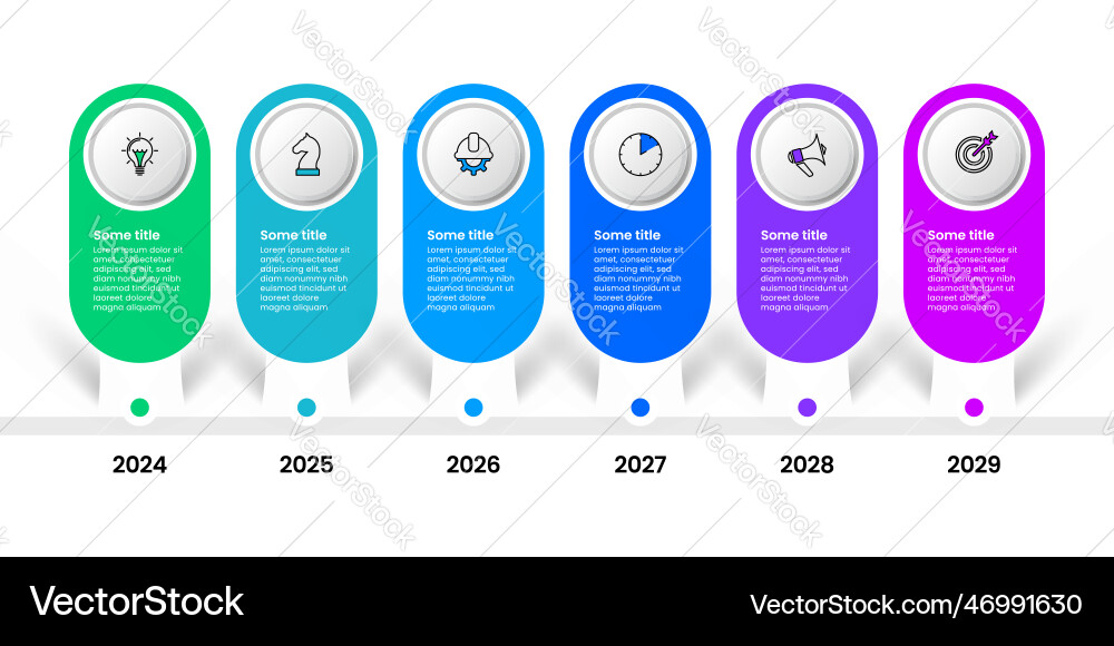 Infographic template timeline with 6 banners Vector Image