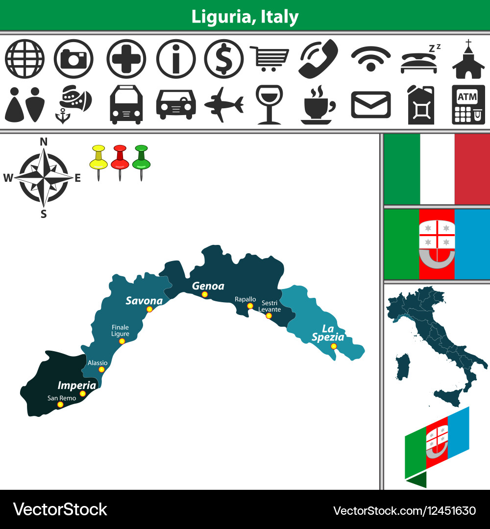 Map of liguria Royalty Free Vector Image - VectorStock
