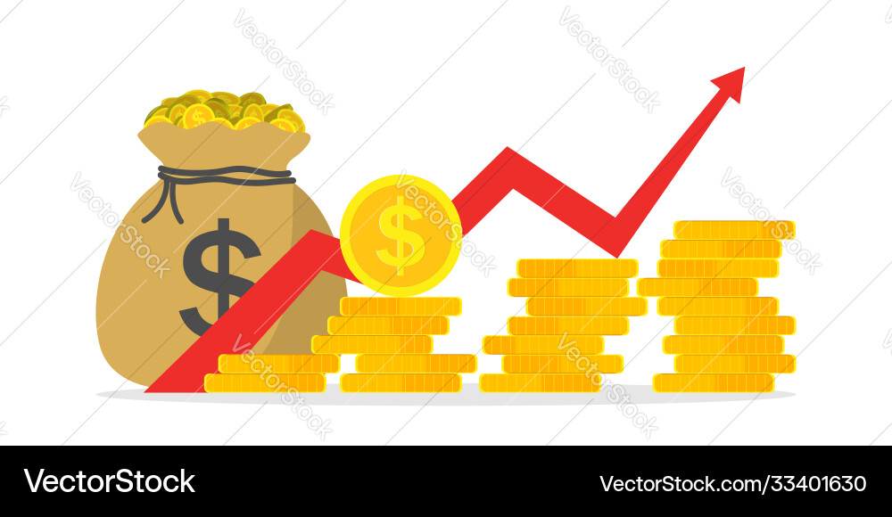 Money profit growth chart revenue margin graph Vector Image