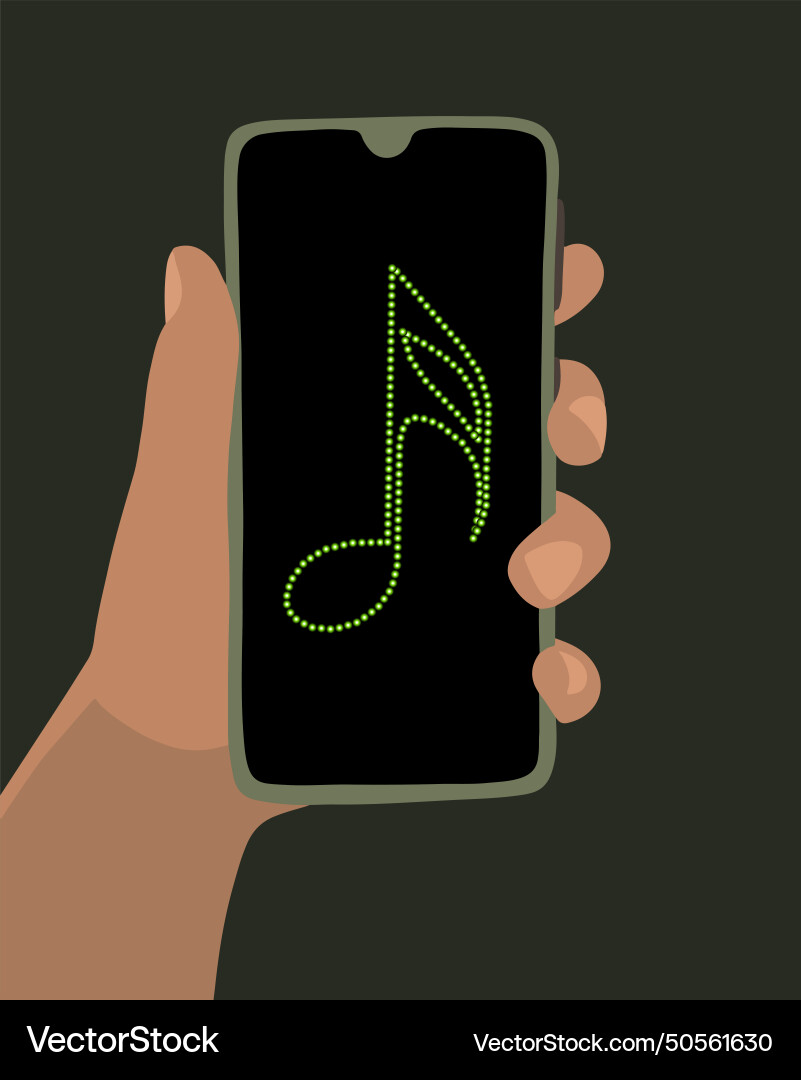 Music online phone in hand Royalty Free Vector Image