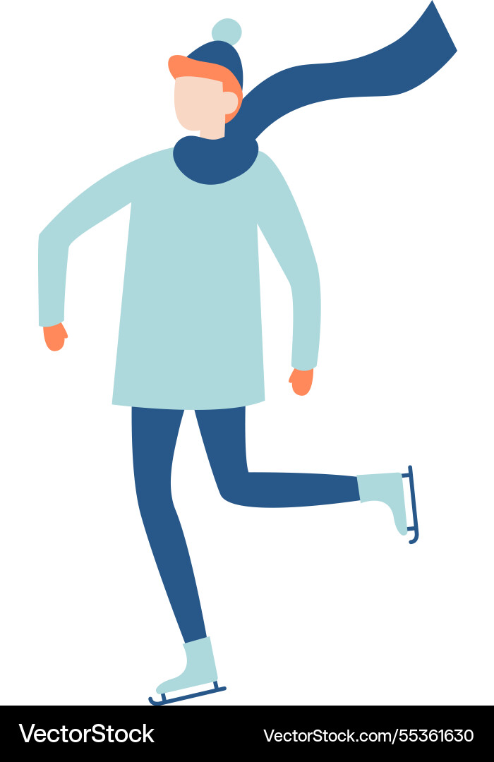 Of a young man ice skating wearing Royalty Free Vector Image