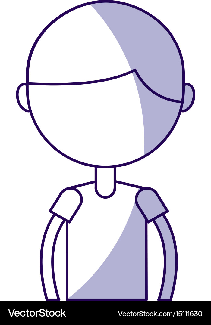 Schatten Oberkörper Junge Cartoon Lizenzfreies Vektorbild