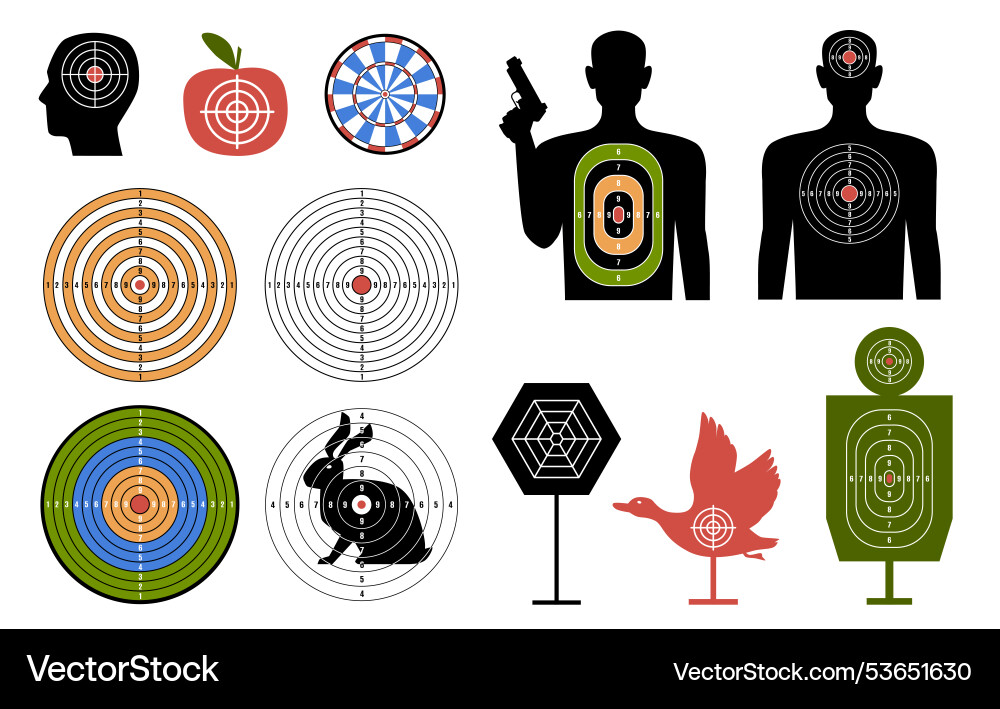Shooting targets different shapes for targeted Vector Image