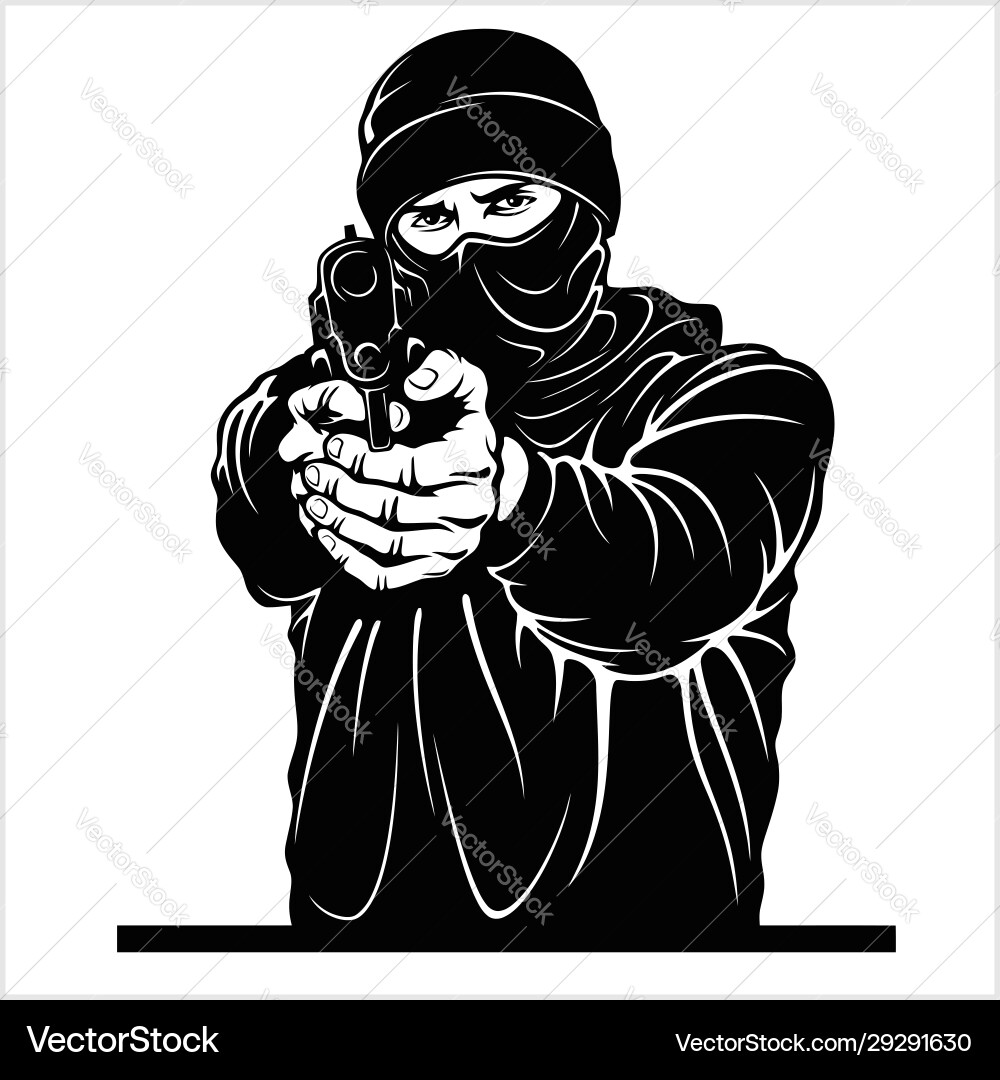 Terrorist with gun - gangster ghetto Royalty Free Vector