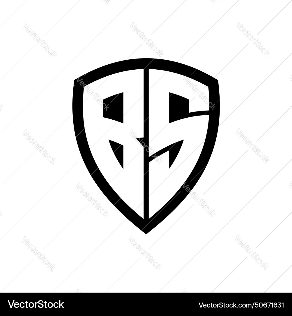 Bs monogram logo with bold letters shield shape Vector Image