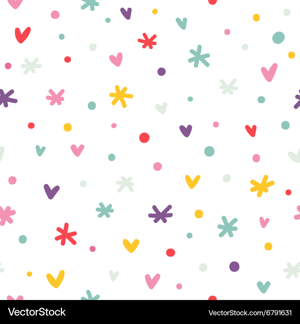 Confetti Hearts and Stars Pattern Royalty Free Vector Image