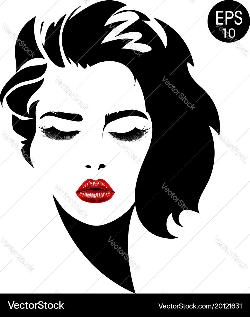 Elegant Woman Portrait - Red Lips Royalty Free Vector Image