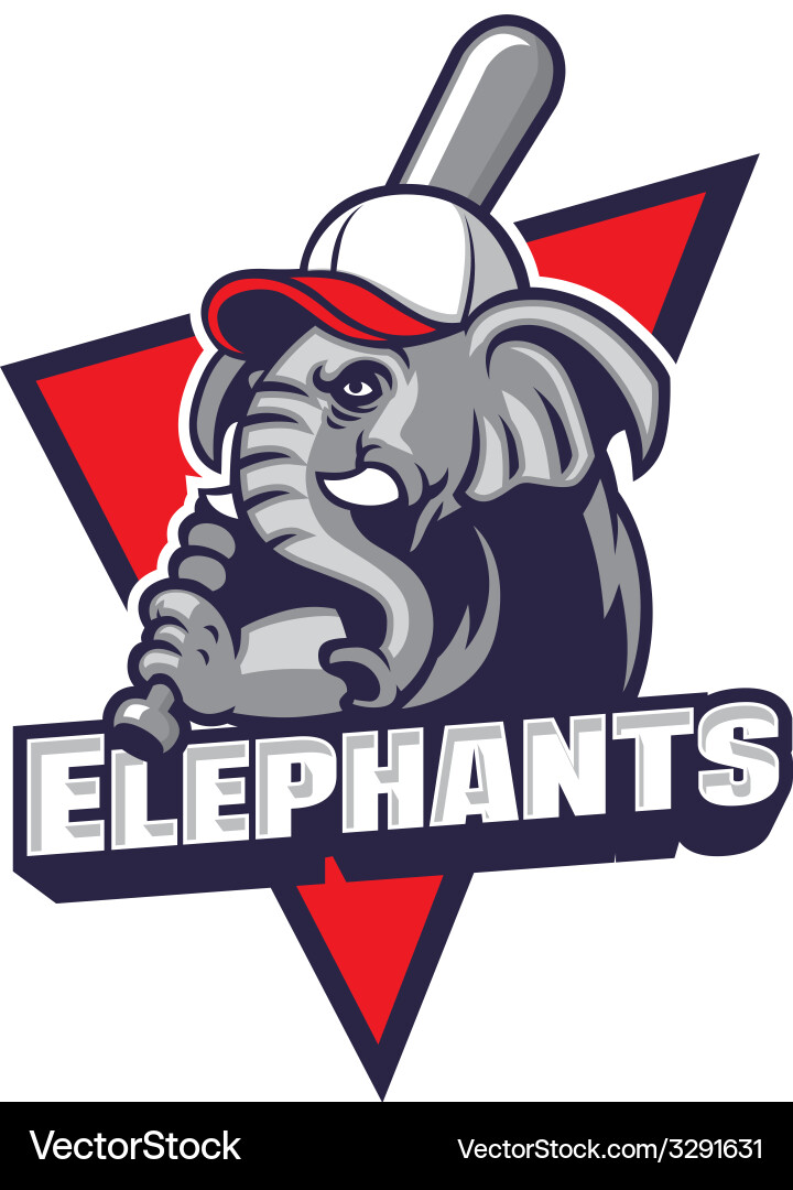 Elephant baseball mascot Royalty Free Vector Image