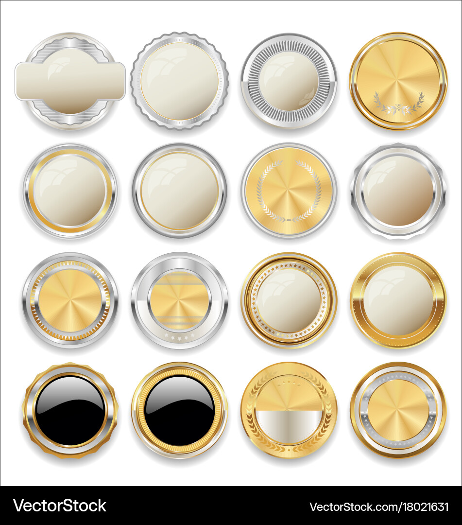 Empty gold and silver labels collection 01 Vector Image