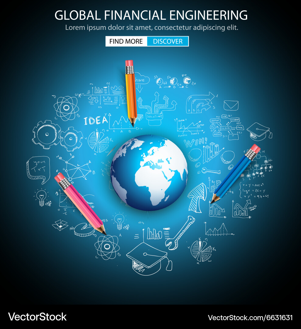 Global financial engineering concept with doodle Vector Image
