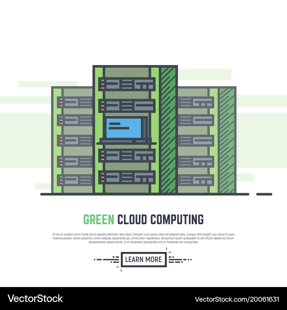Green cloud servers Royalty Free Vector Image - VectorStock