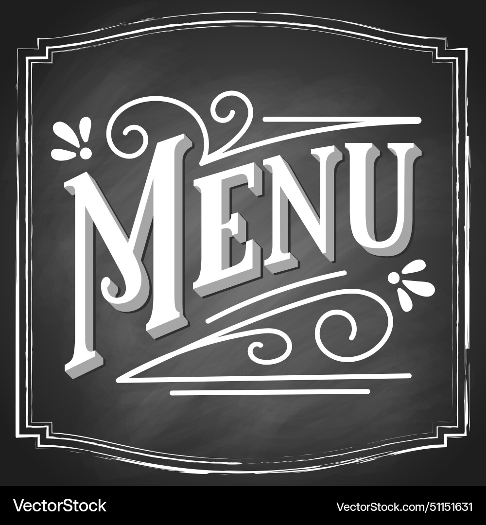 Menu hand lettering chalk letters on black Vector Image