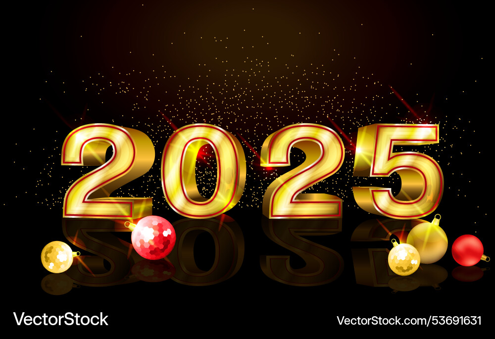 New 2025 year golden card Royalty Free Vector Image