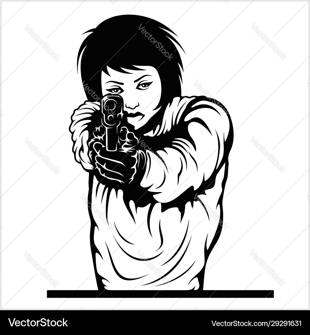 Woman aiming a gun isolated Royalty Free Vector Image