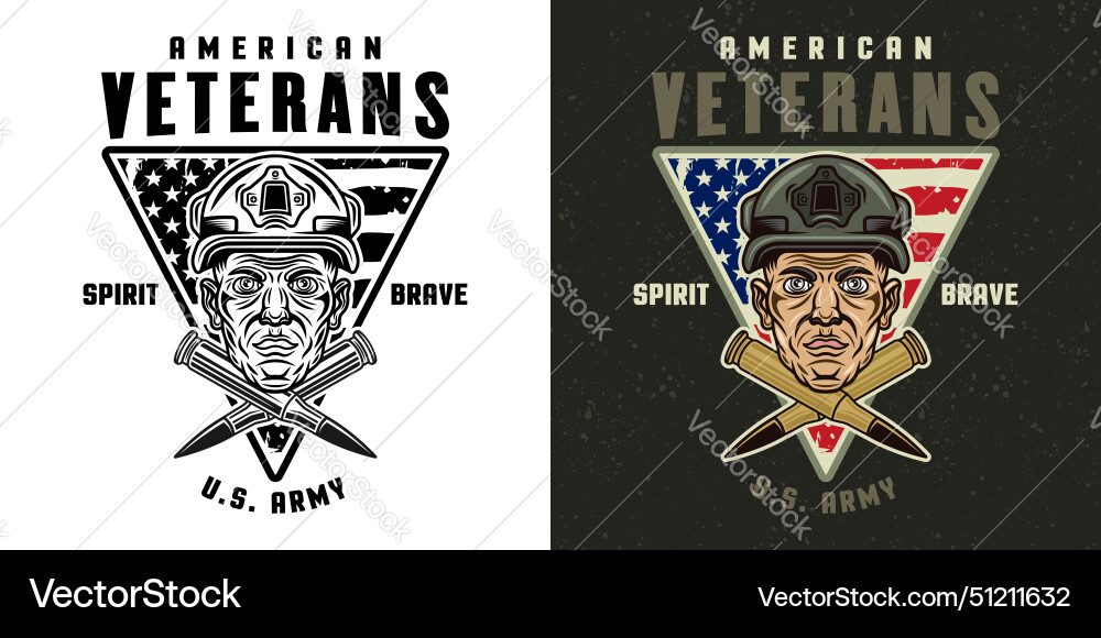 American veterans emblem with soldier head Vector Image