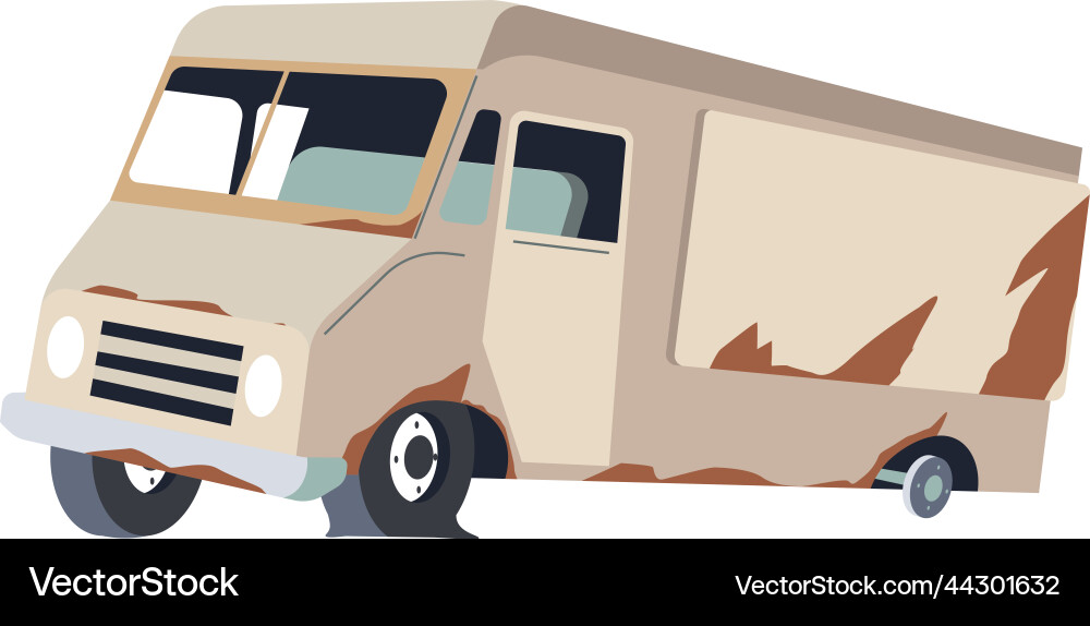 Auto with rust and damaged construction parts Vector Image