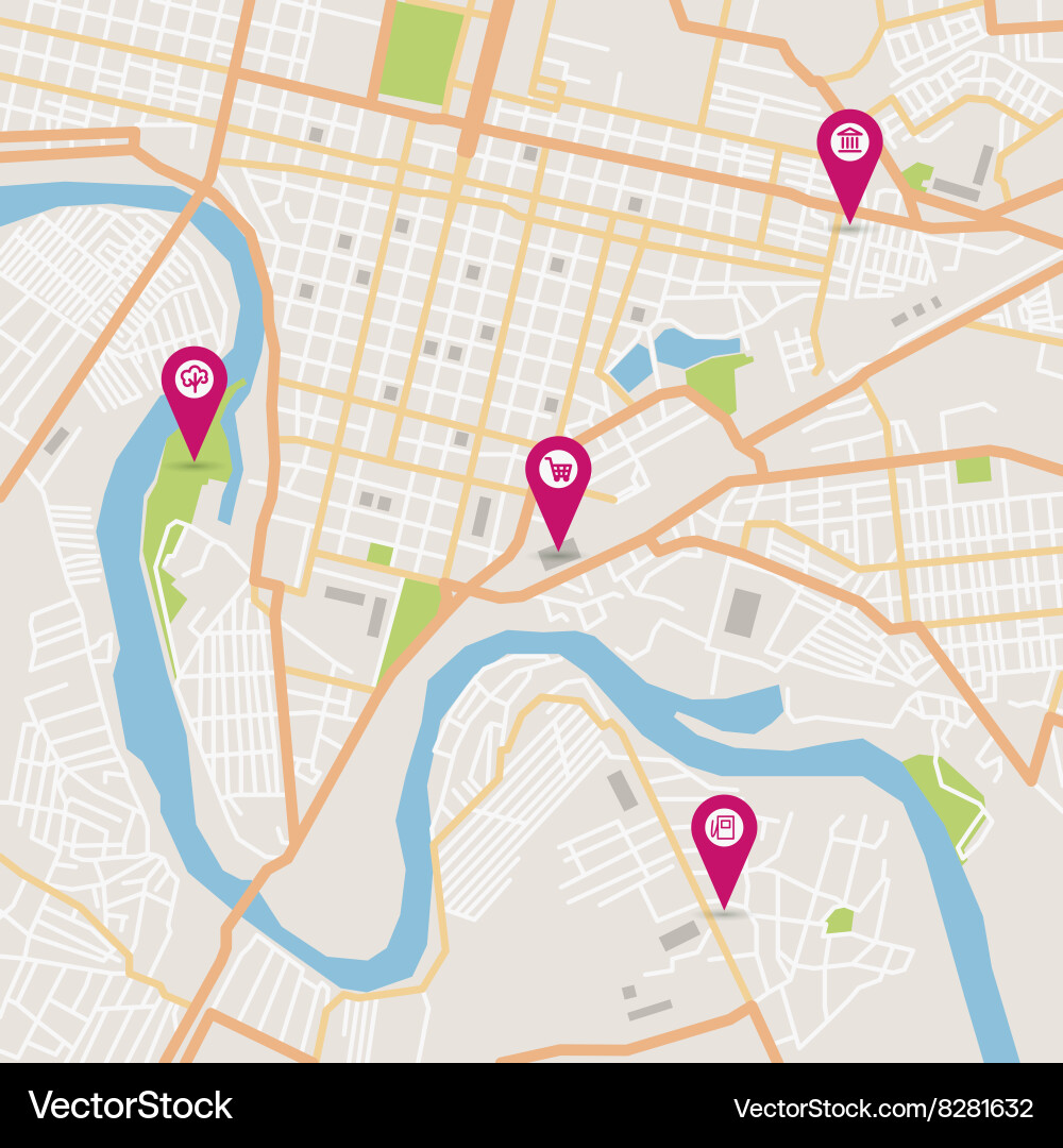 City map Royalty Free Vector Image - VectorStock