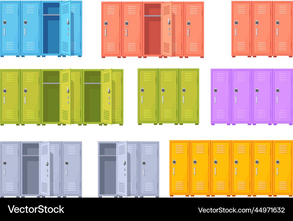 Color school lockers gym locker highschool Vector Image