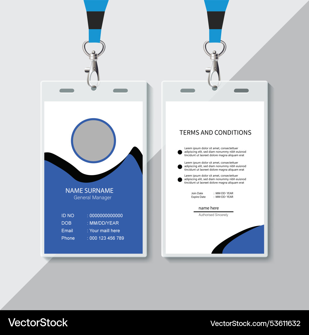 Id card corporate identity employee access badge Vector Image