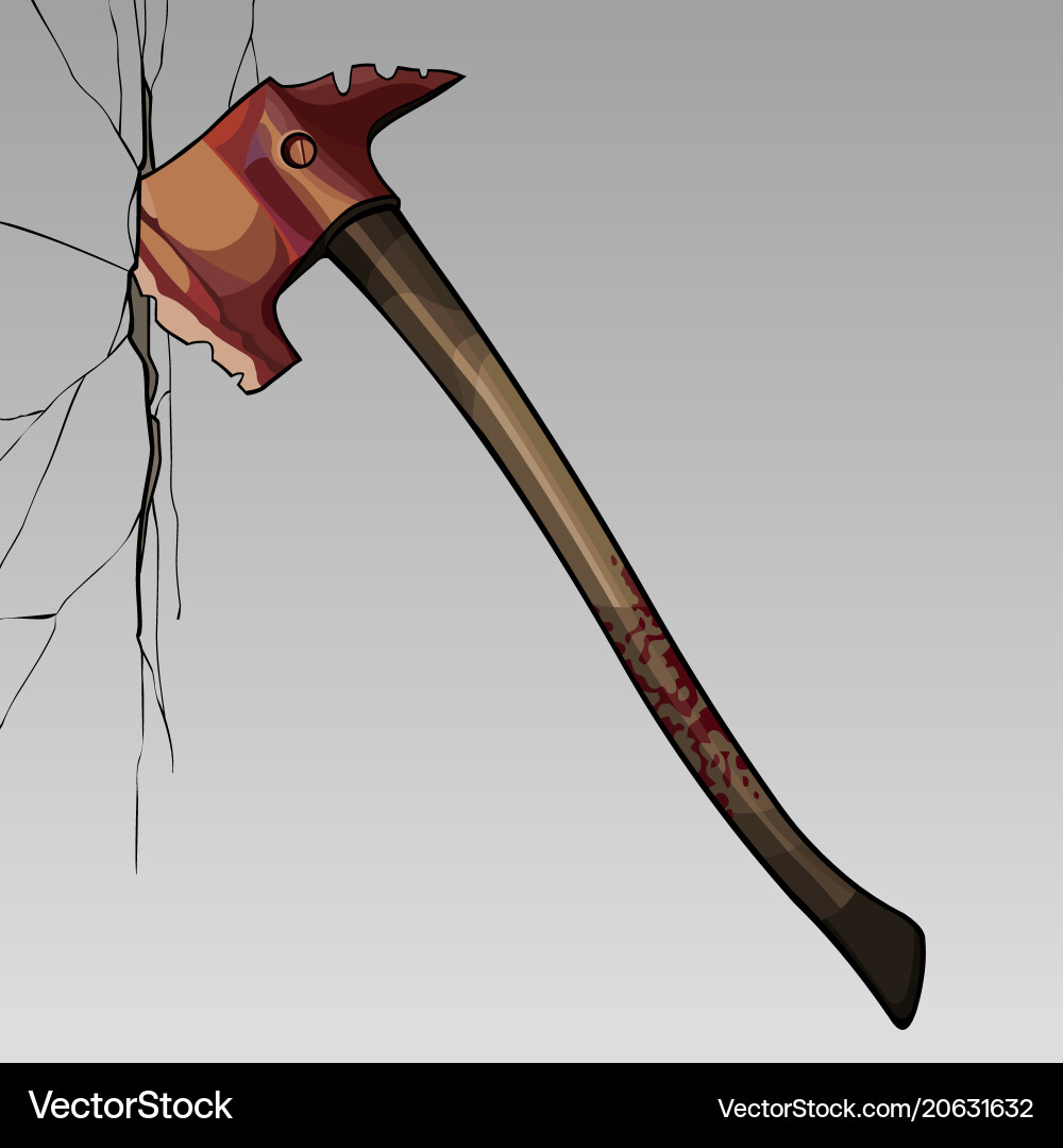 Painted old fire ax stuck in the wall Royalty Free Vector