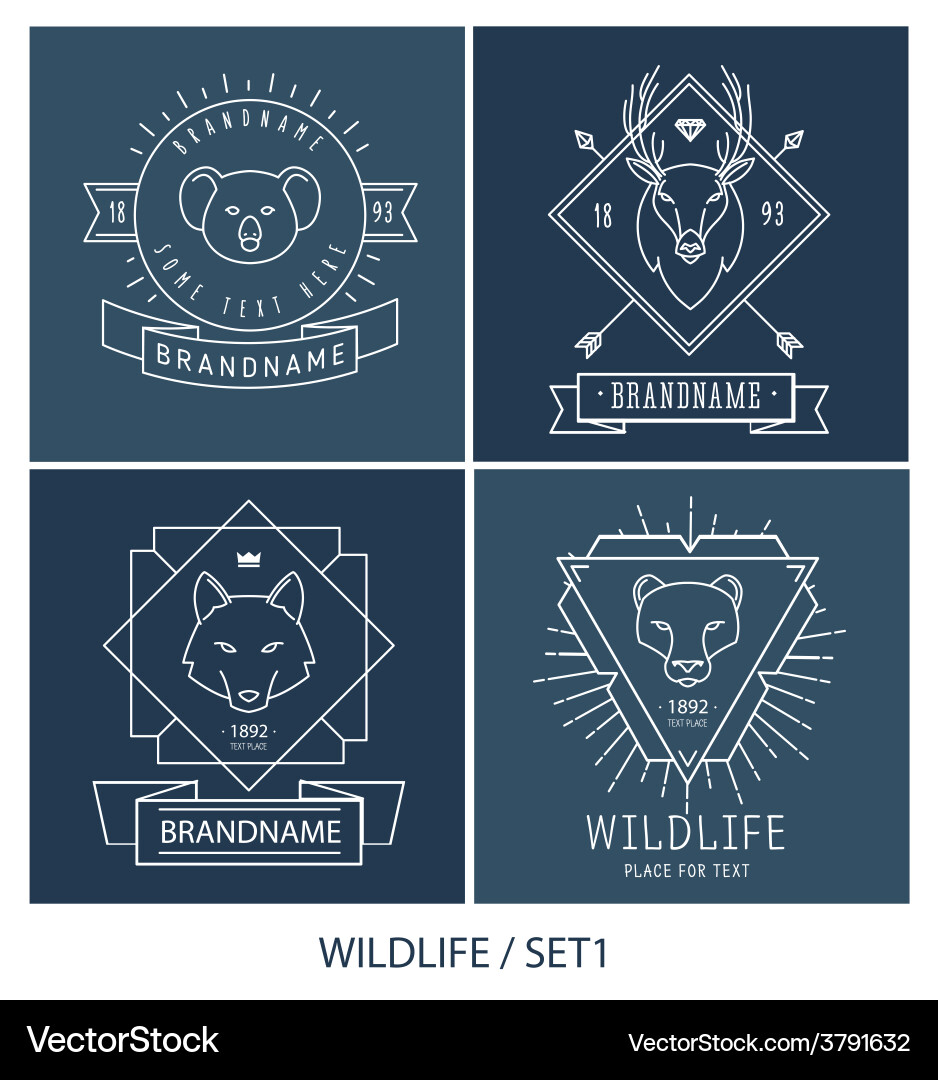 Retro Animal Insignia Set Royalty Free Vector Image
