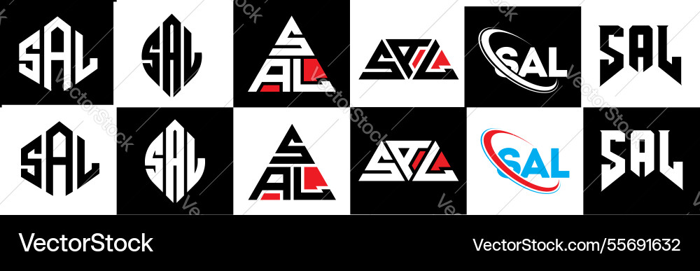 Sal letter logo design in six style polygon Vector Image