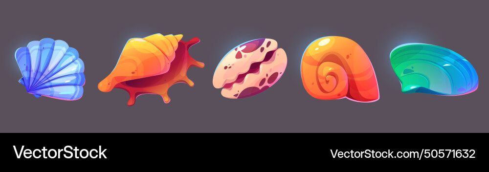 Sea or ocean shell game ui icon collection Vector Image