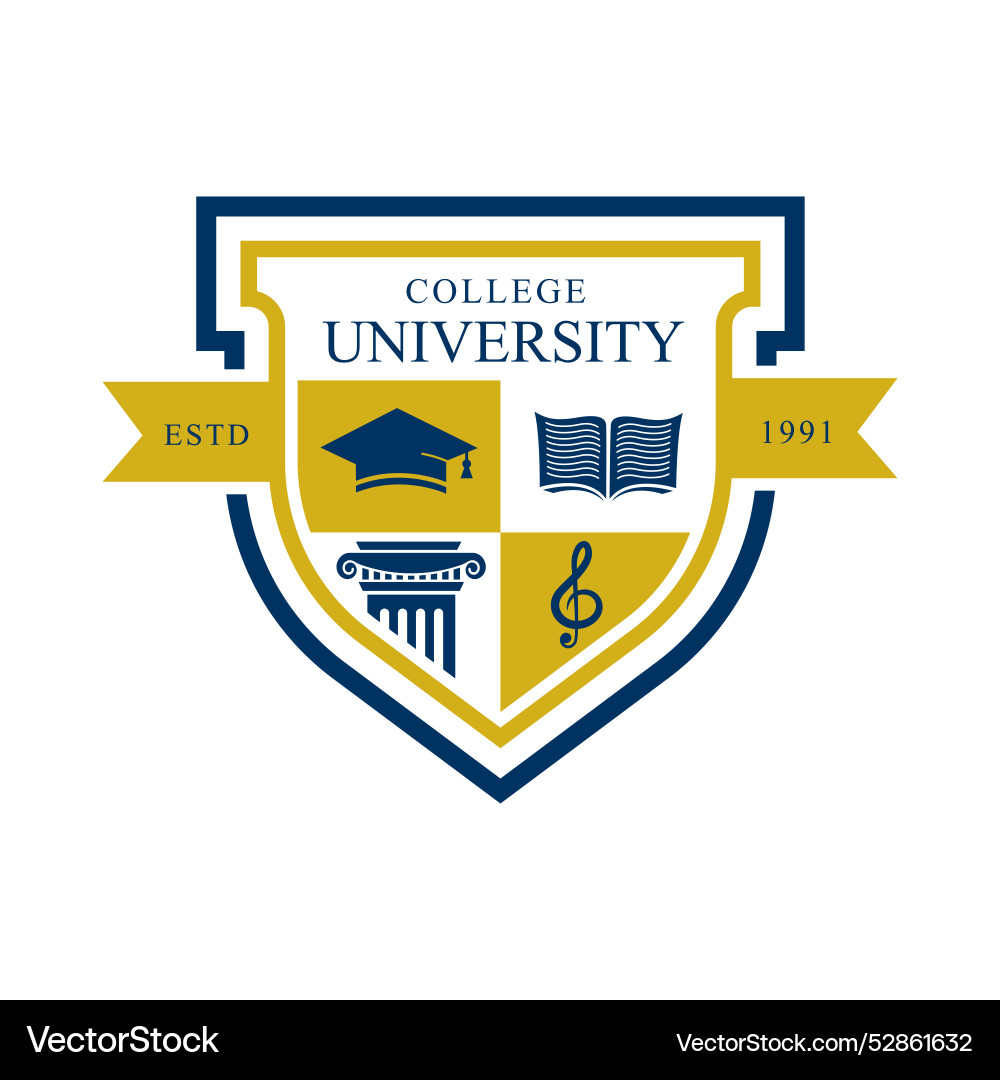 University college school badge logo design Vector Image