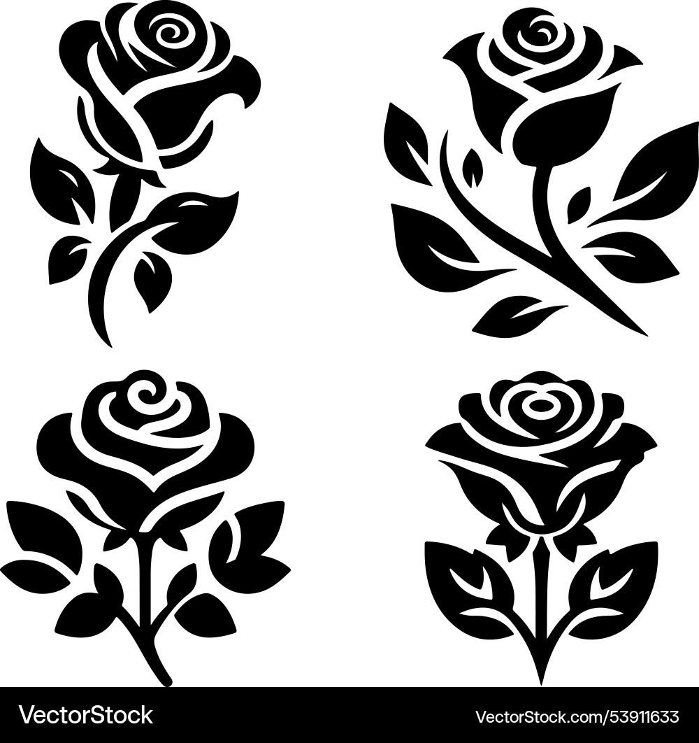 Classic rose icons Royalty Free Vector Image - VectorStock