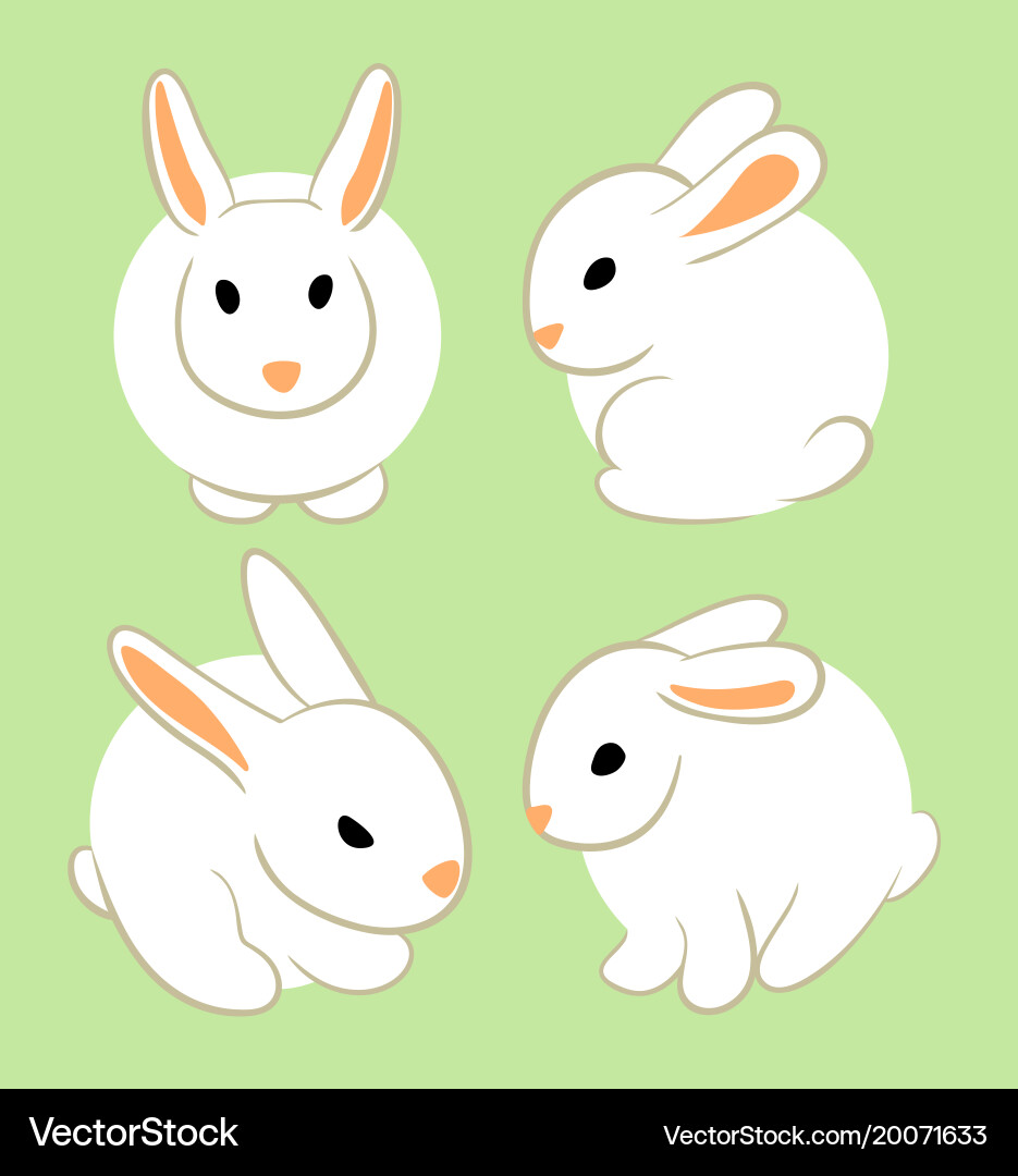 Cute White Rabbits Set Royalty Free Vector Image