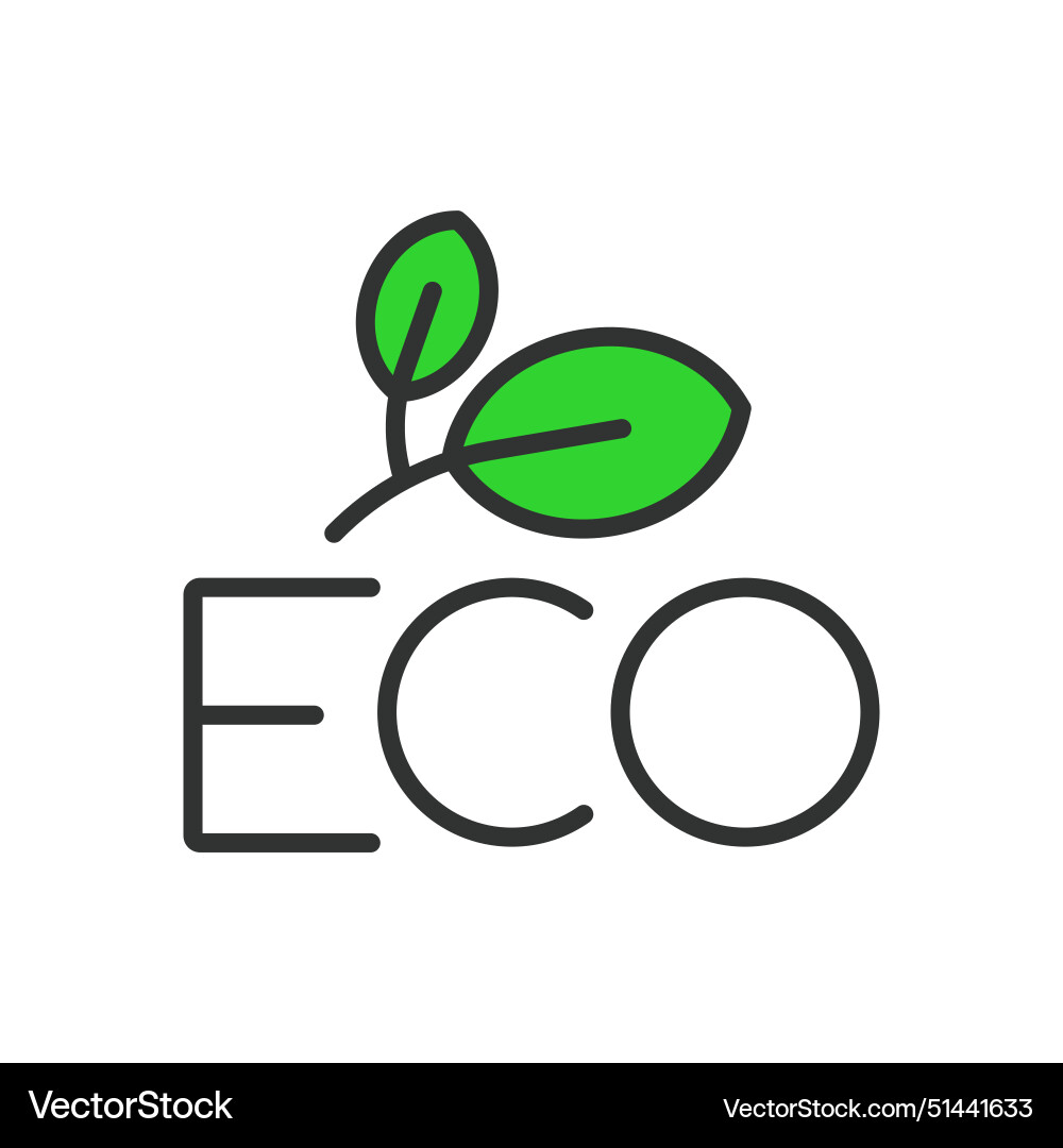 Eco sign in line design green Royalty Free Vector Image
