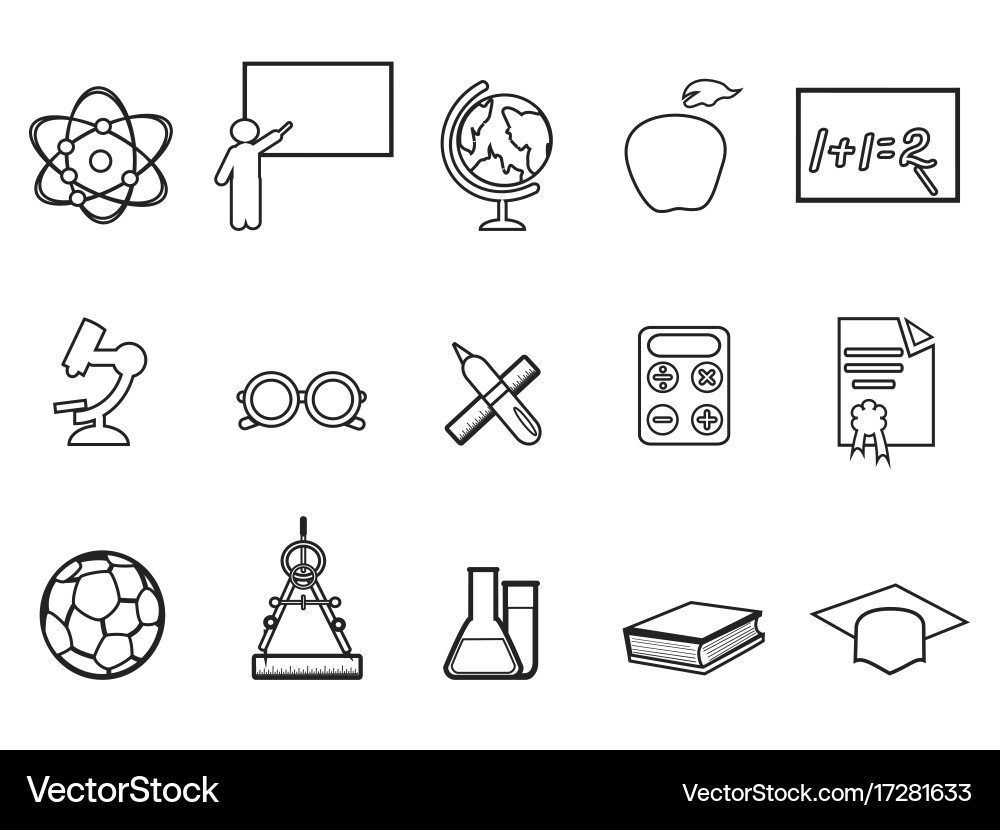 Education Icon Set - Linear Style Royalty Free Vector Image