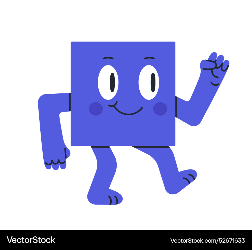 Funny square character geometric mascot Royalty Free Vector