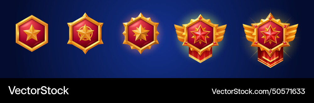 Military game rank buttons set Royalty Free Vector Image