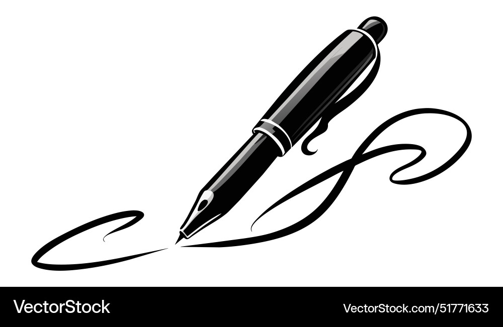 Pen hand writing black and white modern brush Vector Image
