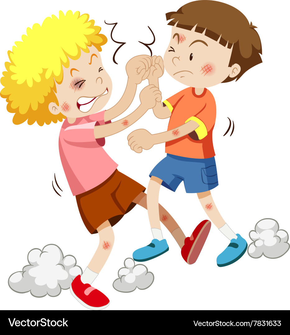 Two boy fighting each other Royalty Free Vector Image