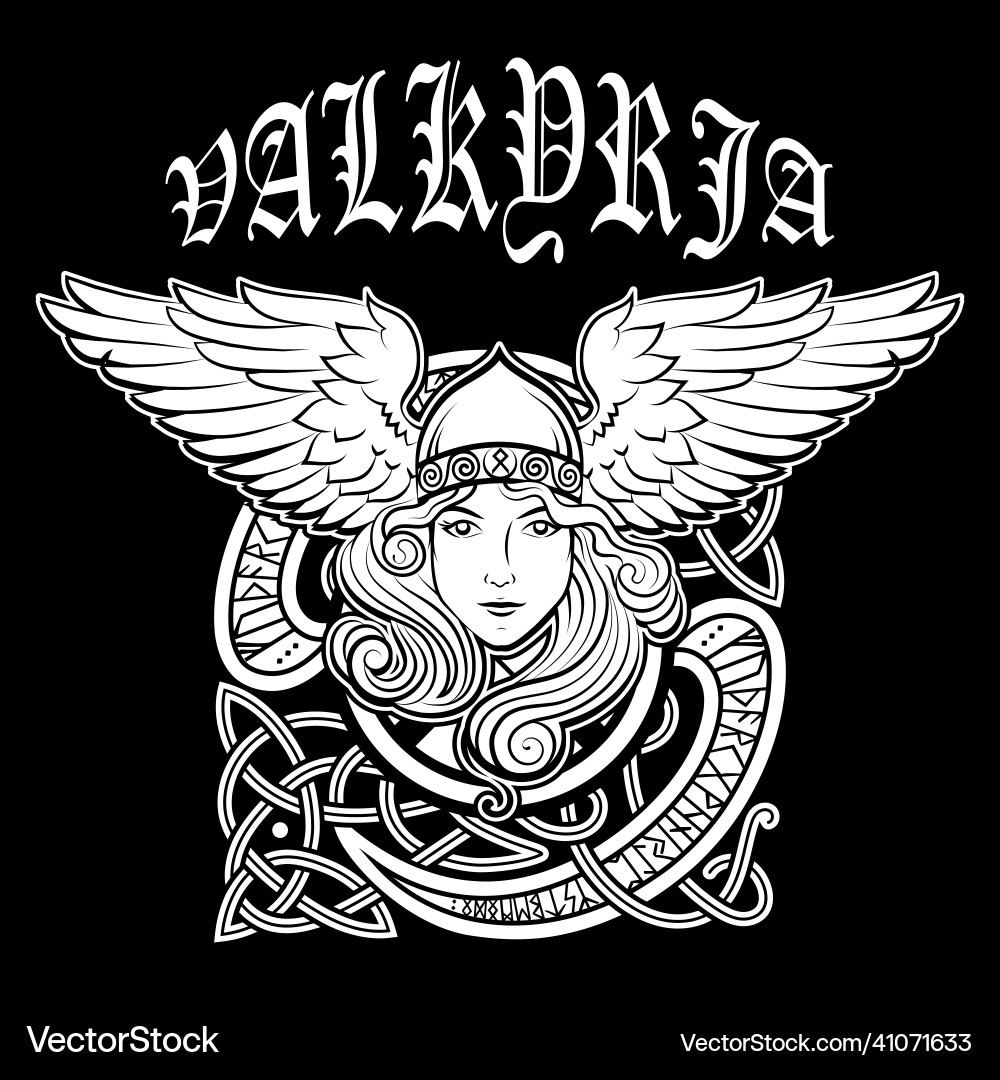 Viking design valkyrie in a winged helmet image Vector Image