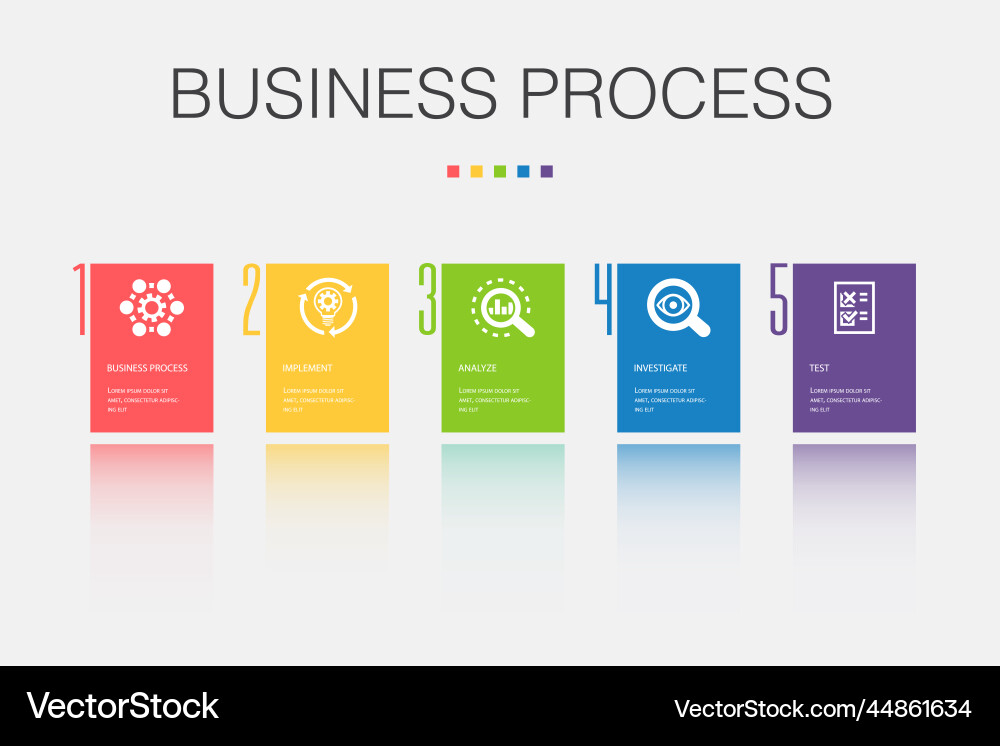 Business process implement analyze investigate Vector Image