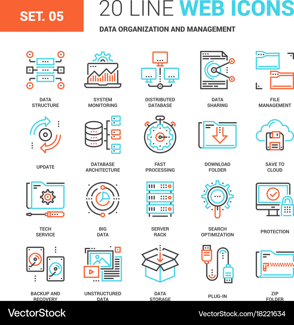 Data organization and management Royalty Free Vector Image