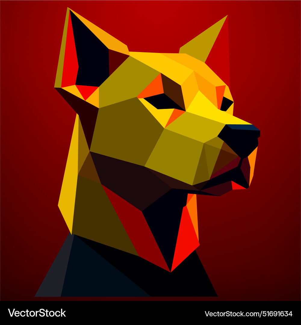 Dog head a low polygonal style on red background Vector Image