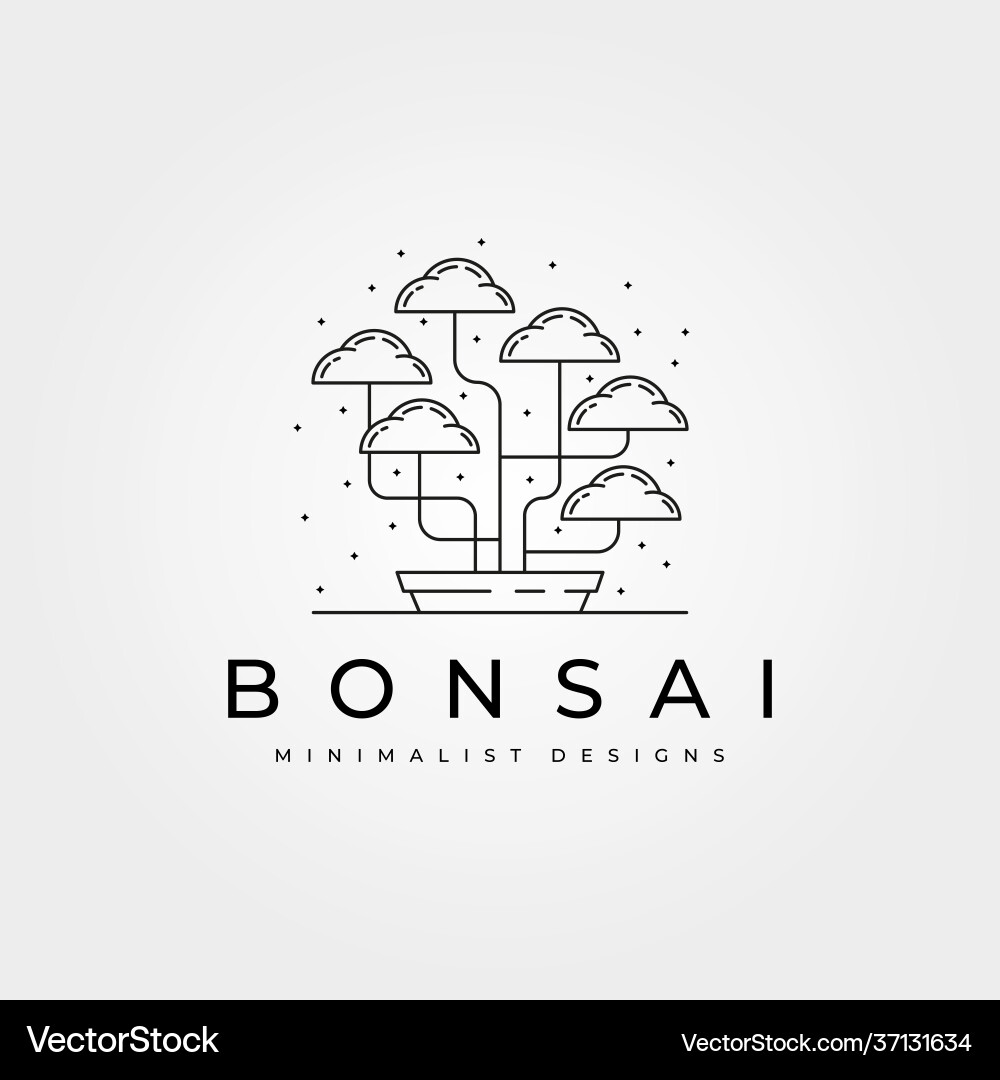 Line art bonsai tree icon logo symbol design Vector Image