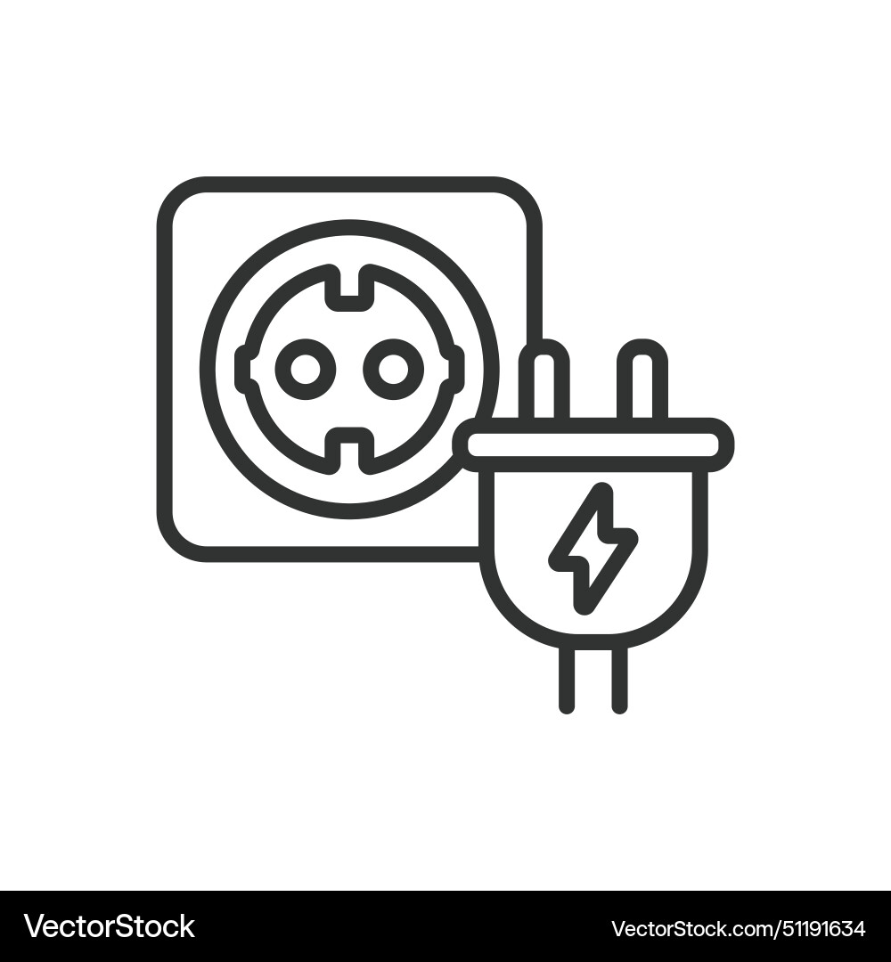 Plug in line design socket – Royalty-Free Vector | VectorStock