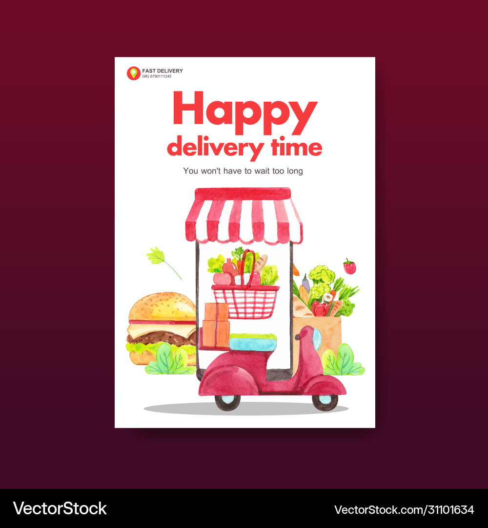 Poster food delivery design Royalty Free Vector Image