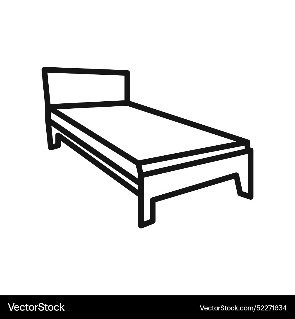 Single bed icon black line art logo Royalty Free Vector