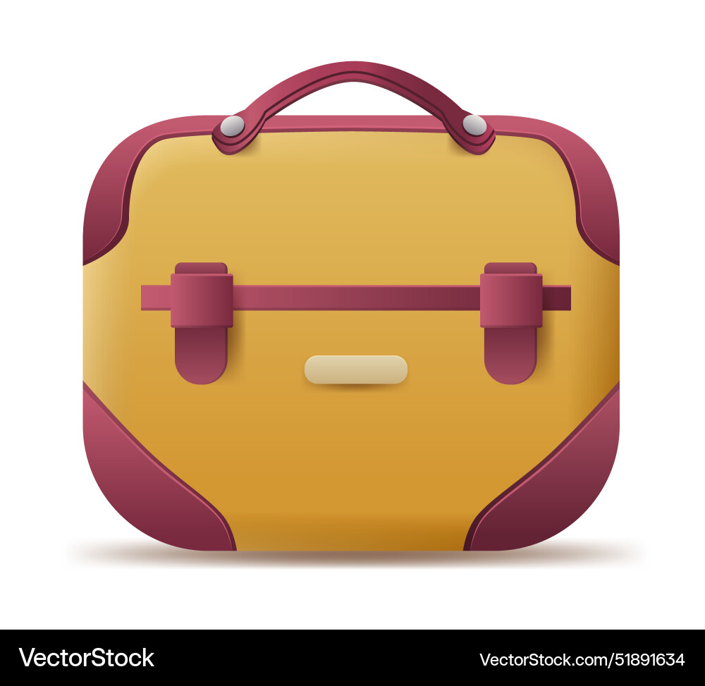 Yellow and maroon briefcase with handle Royalty Free Vector