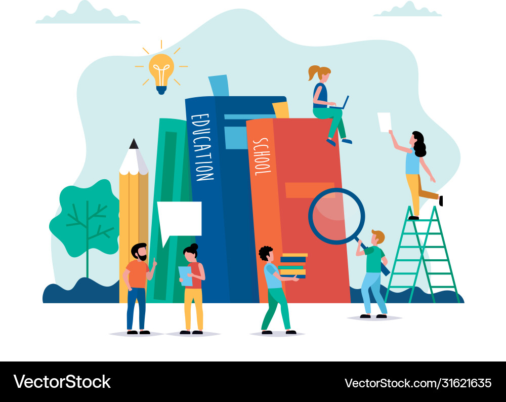 Education concept in flat Royalty Free Vector Image